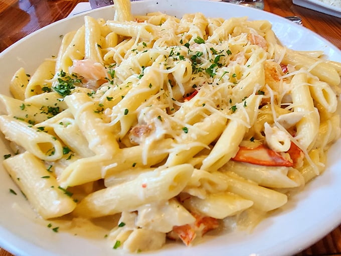 This seafood pasta doesn't just have seafood in it – it's practically a mermaid's last meal request, swimming in creamy coastal decadence.