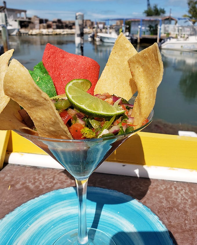 Ceviche served in a martini glass—because sometimes seafood deserves to dress up fancy, even when you're wearing flip-flops and yesterday's t-shirt.