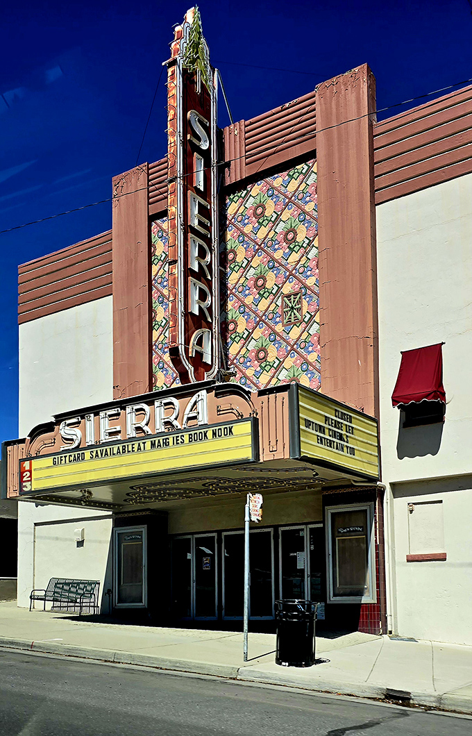 The Sierra Theater's vintage marquee transports you to a time when movie nights were events and popcorn didn't require a small loan.