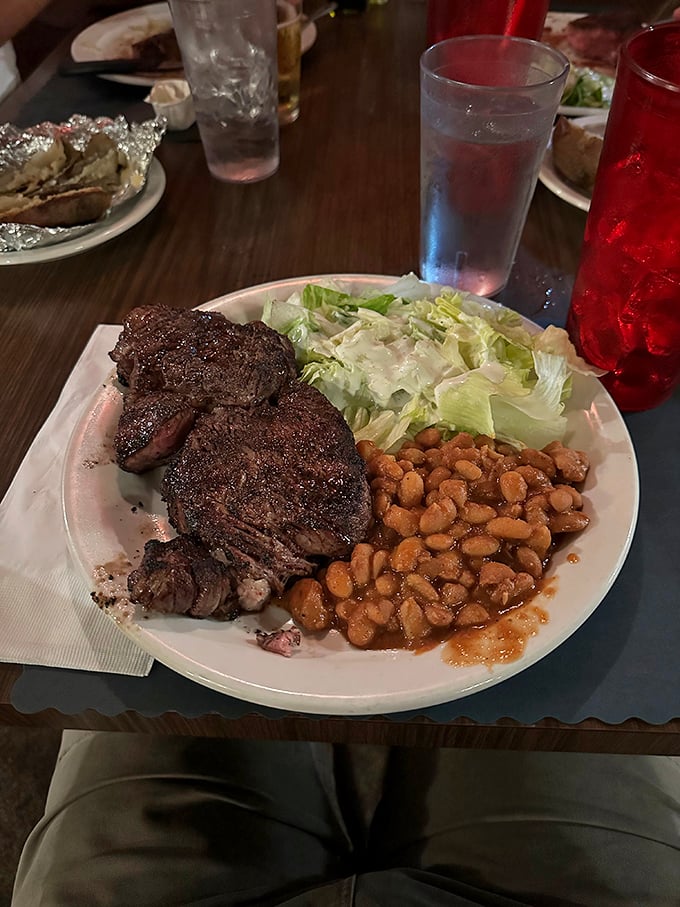 This sirloin and its sidekicks of beans and salad represent the holy trinity of steakhouse perfection – no theology degree required.