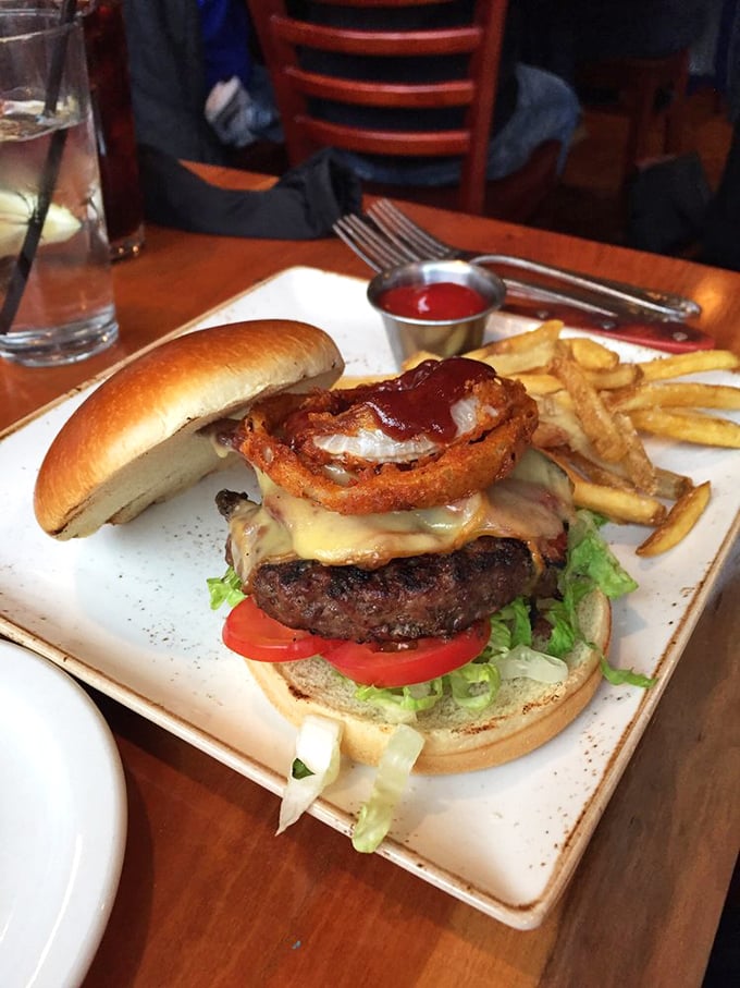 A burger that should come with a warning label: "May cause involuntary food noises that will embarrass your dining companions."