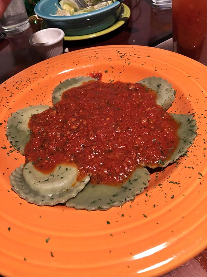 These spinach ravioli aren't just pasta pockets—they're little green envelopes delivering good news to your taste buds with every bite.
