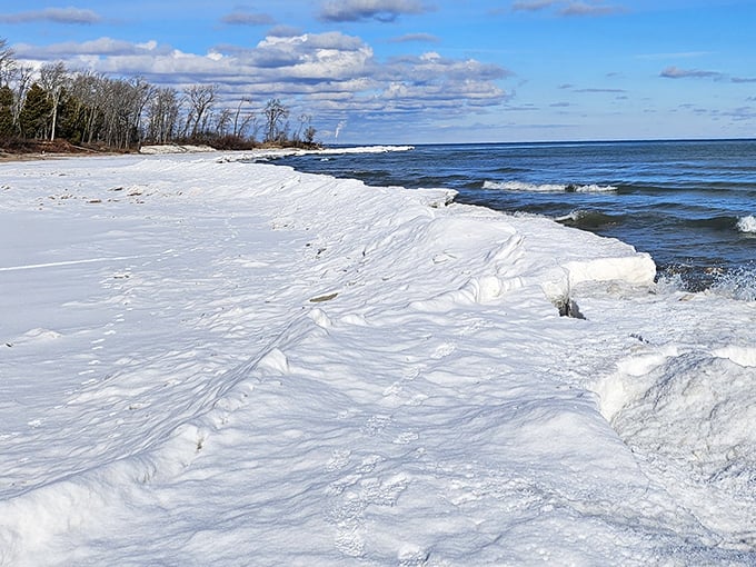 Winter transforms Lake Michigan's shoreline into an arctic wonderland. The cold never bothered Wisconsin anyway – Elsa would feel right at home.