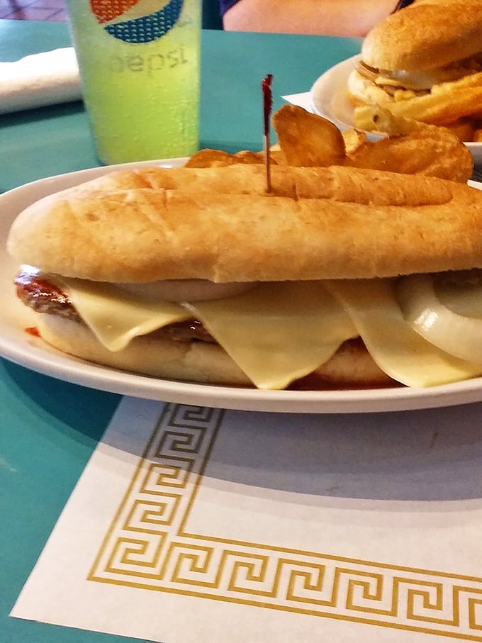 A steak hoagie that means business—layers of thinly sliced beef and melted cheese on a pillowy roll. Lunch perfection achieved.