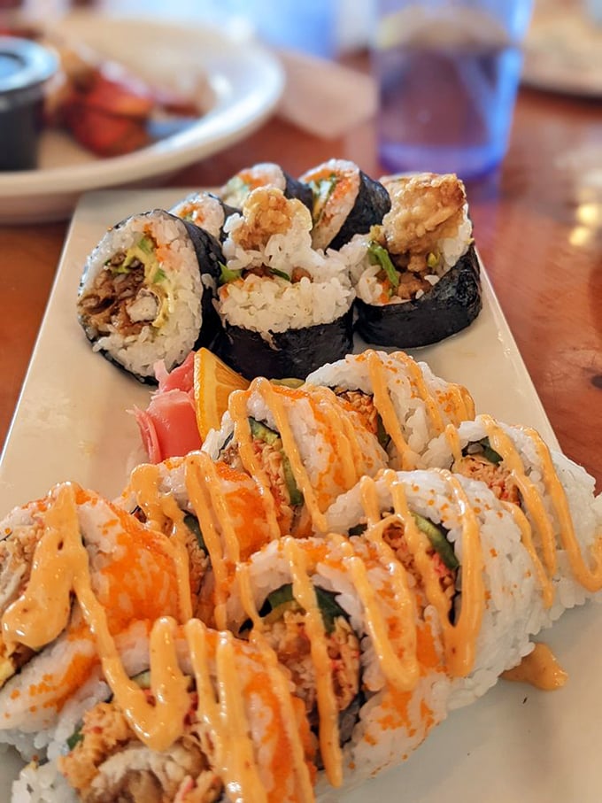 Sushi with a Florida twist—where East meets Gulf in colorful rolls that prove seafood versatility knows no bounds.
