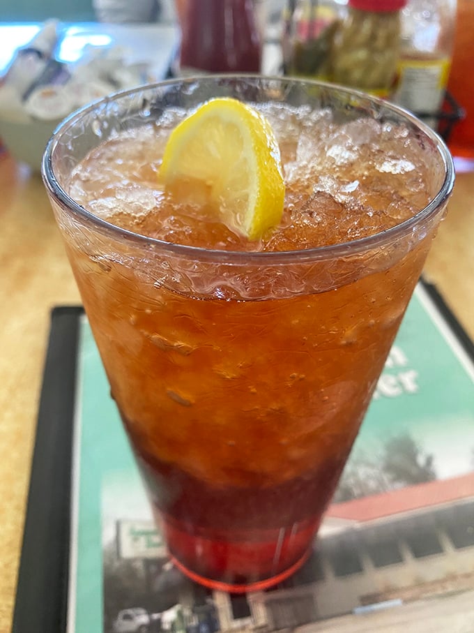 Sweet tea so perfectly balanced it could broker peace between warring nations, complete with the obligatory lemon slice.