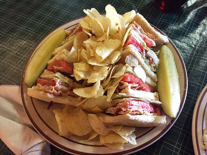 When a sandwich deserves its own zip code—layers of turkey and bacon creating the skyscraper of club sandwiches.