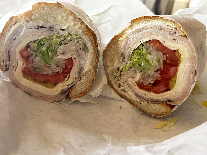 Turkey sub perfection achieved – when lettuce, tomato, and turkey unite in holy sandwich matrimony.