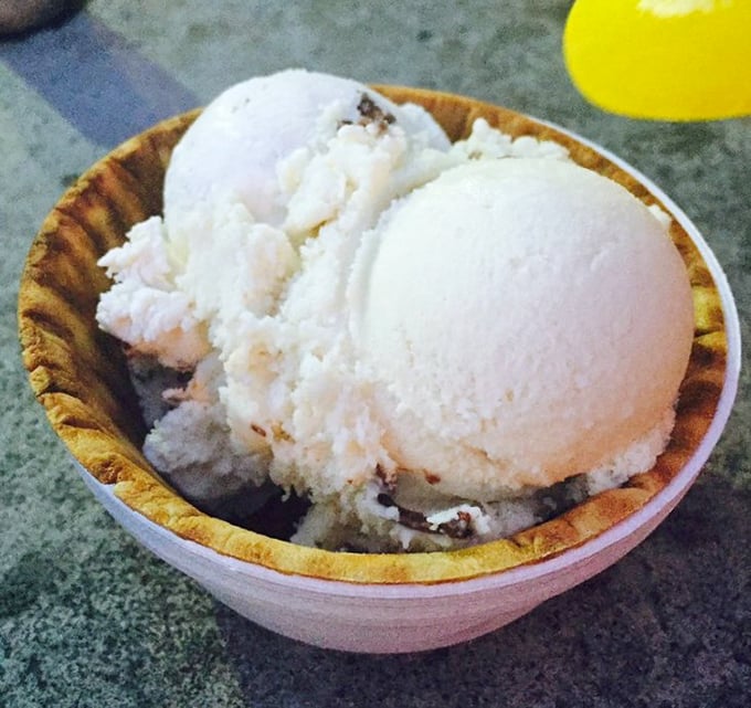 Vanilla ice cream in a waffle bowl—proof that sometimes the classics don't need reinvention, just exceptional execution.