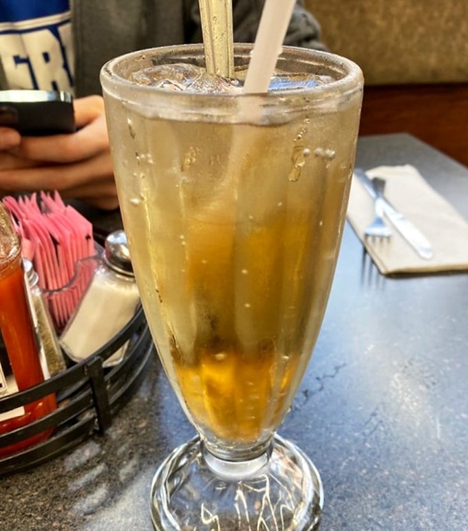 The vanilla phosphate—a soda fountain classic that tastes like childhood memories, even if they're not your own. Nostalgia in a glass.