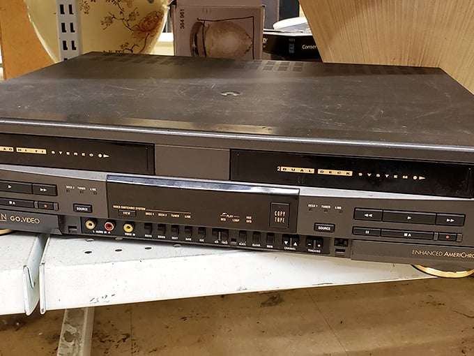 This VCR has seen things—movies, TV shows, and an era when "Be Kind, Rewind" wasn't just a nostalgic catchphrase.