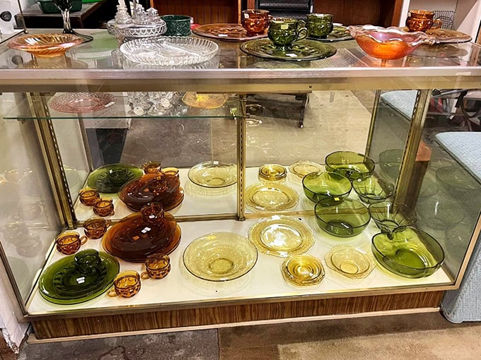 Depression glass that survived the Great Depression now waits for a second life on your holiday table—each piece with decades of stories.