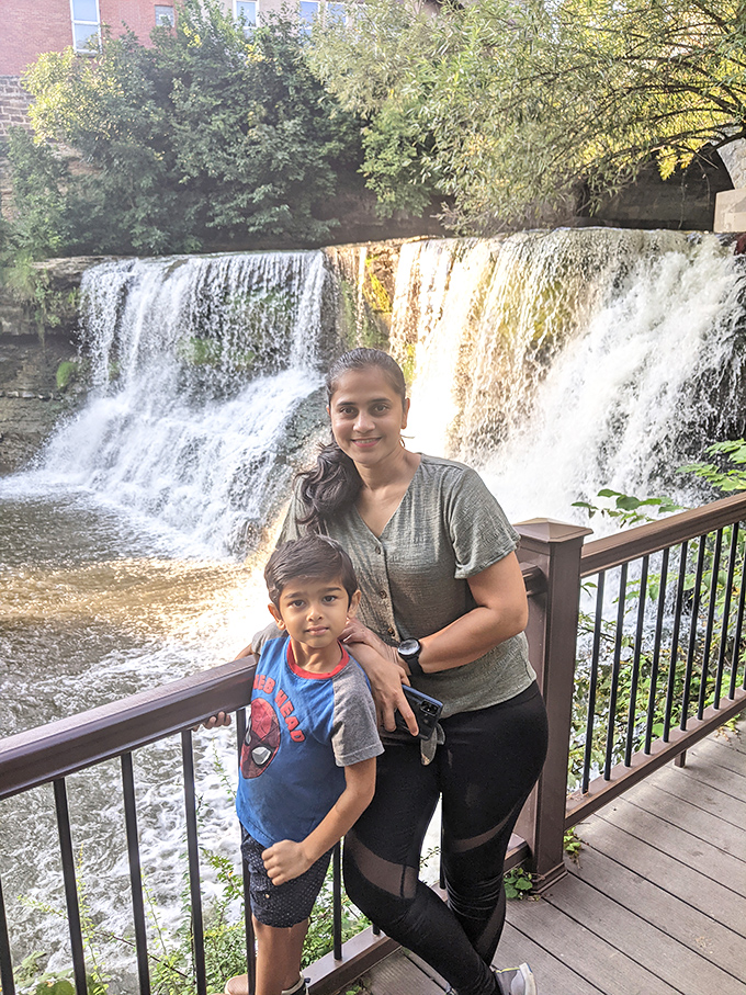 The falls provide the perfect backdrop for family memories. Nature's own photo studio with complimentary sound effects and refreshing mist.