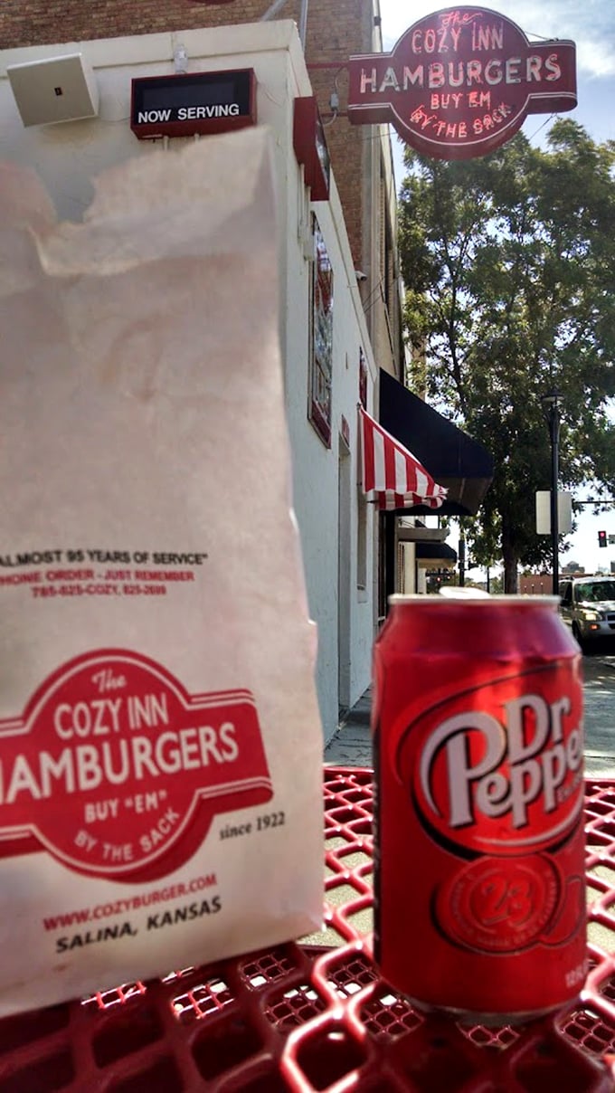 The classic paper sack and Dr Pepper combo—a pairing as timeless as Bogart and Bacall, but significantly more delicious.
