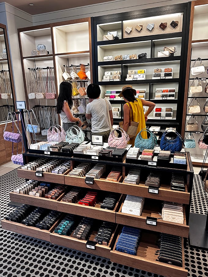 A treasure trove of wallets and small leather goods—where "I'm just browsing" quickly transforms into "I'll take three in different colors."