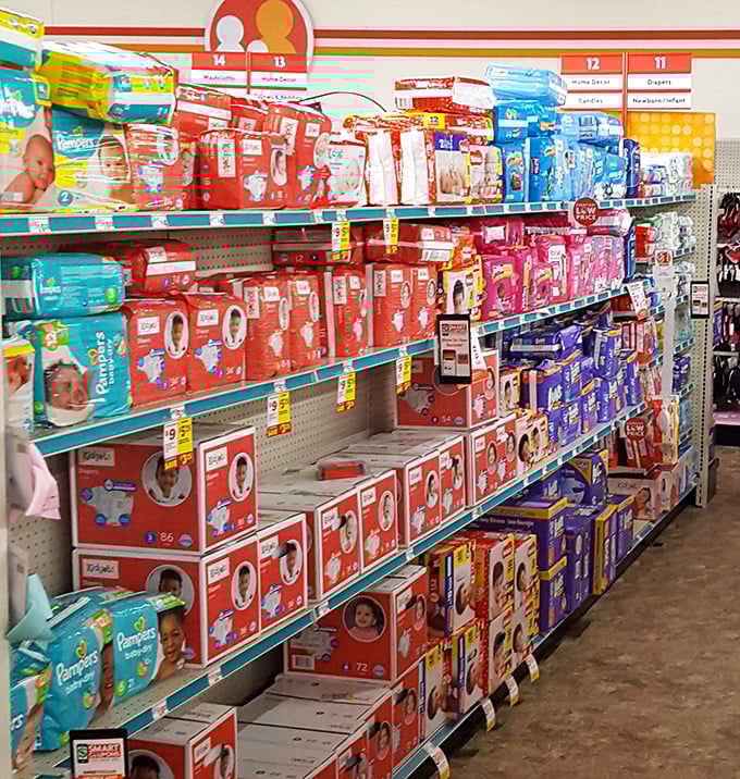 Pampers, Huggies, and peace of mind – the baby aisle where new parents find financial relief amid sleepless nights.