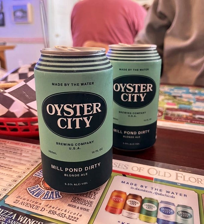 Local beer and fresh seafood—a pairing as perfect as retirement and Florida. Oyster City's Mill Pond Dirty Blonde Ale completes the coastal experience.