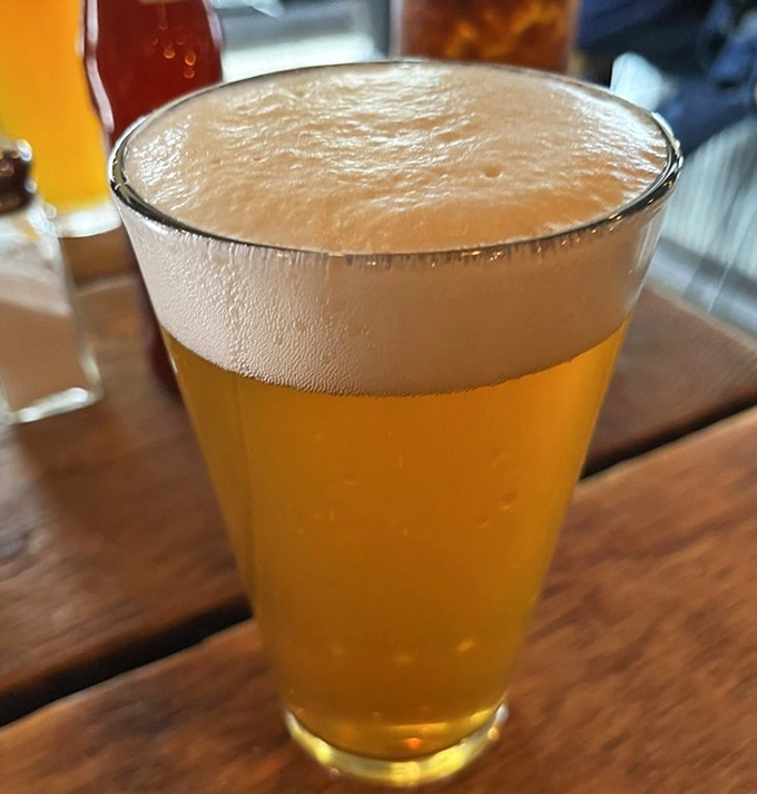 A perfectly poured beer, the ideal companion for barbecue—like Fred Astaire to smoked meat's Ginger Rogers, they just make each other better.