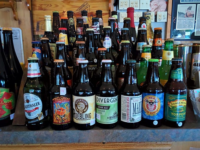 A thoughtfully curated beer selection ensures the perfect pairing for whatever culinary adventure you choose.