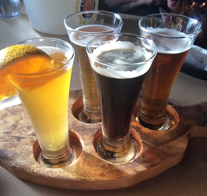 A flight of local brews alongside that signature Orange Crush—because cracking crabs is thirsty work, and Maryland knows how to quench it properly.