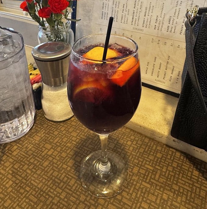 Sangria that's dressed for a night out, complete with fresh fruit. Like a summer sunset in liquid form – refreshing after a day of crab picking.