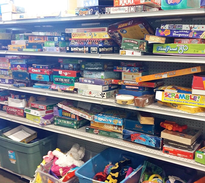 Board games stacked higher than your childhood memories—Monopoly without the mortgage and Operation without the medical bills.