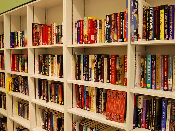 The book section: where literary treasures and beach reads coexist peacefully, waiting to transport new owners without the hardcover price tag.