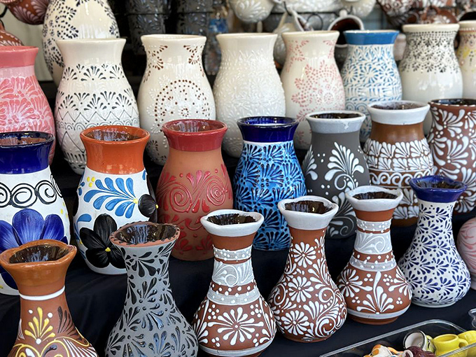 Ceramic artistry on display! These hand-painted vases showcase the incredible craftsmanship available at prices that would make interior designers weep with joy.