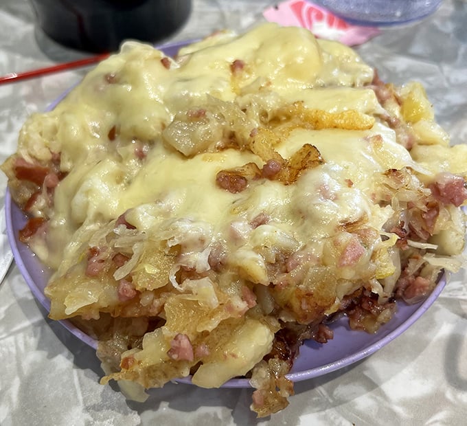 Potatoes and cheese having their best day ever. This Pittsburgh hash isn't just a side dish—it's the main event disguised as a supporting actor.