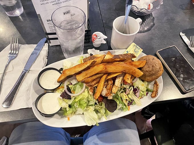 When a salad comes with both chicken and fries, it's not diet food—it's living your best life on a single plate.