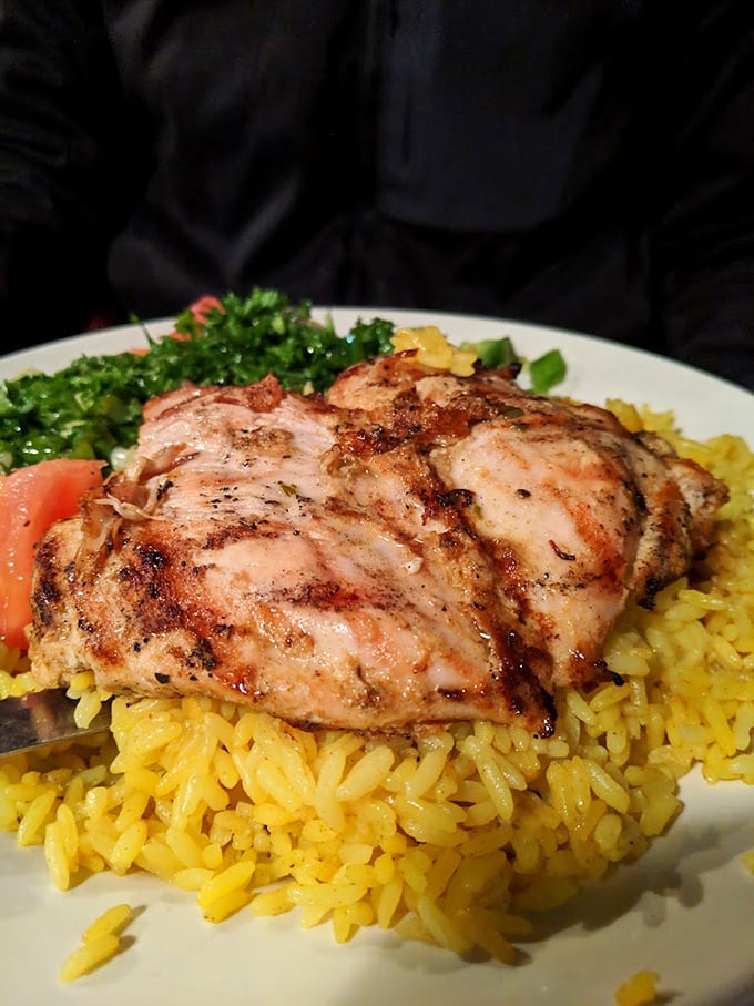This chicken breast has clearly been introduced to actual seasoning—a refreshing departure from the bland poultry purgatory found elsewhere.