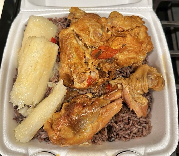 When rice meets perfectly seasoned chicken and plantains, it's not just a meal—it's a Caribbean vacation that fits perfectly on a plate.