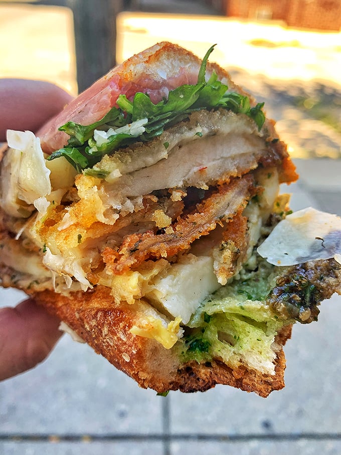 This isn't just a chicken sandwich—it's a towering achievement of crispy, juicy layers that makes fast food versions look like sad distant cousins.