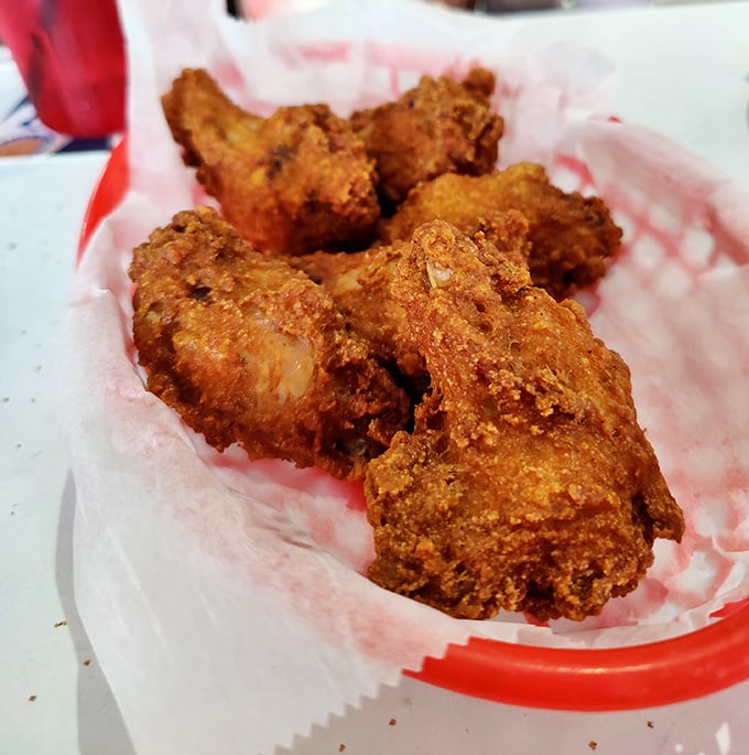 Fried chicken that makes you question why a pizzeria makes better wings than most places that specialize in poultry. Life's delicious mysteries.