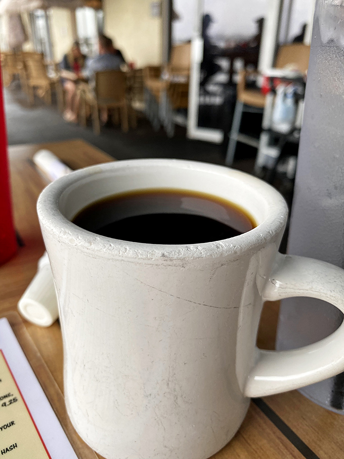 The humble diner mug—delivering liquid motivation since forever. In a world of fancy coffee contraptions, this ceramic warrior keeps it gloriously real.