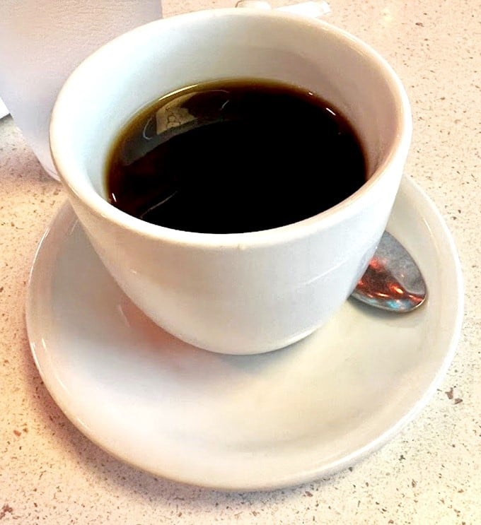 Just a simple cup of diner coffee – the kind that's kept America running since before fancy espresso drinks were even a twinkle in Seattle's eye.