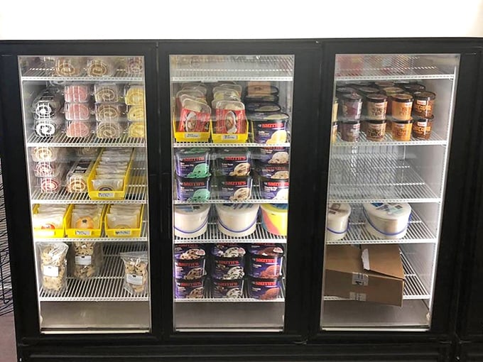 Even the refrigerated section maintains that small-town charm, stocked with homestyle sides and desserts that grandma would approve of.