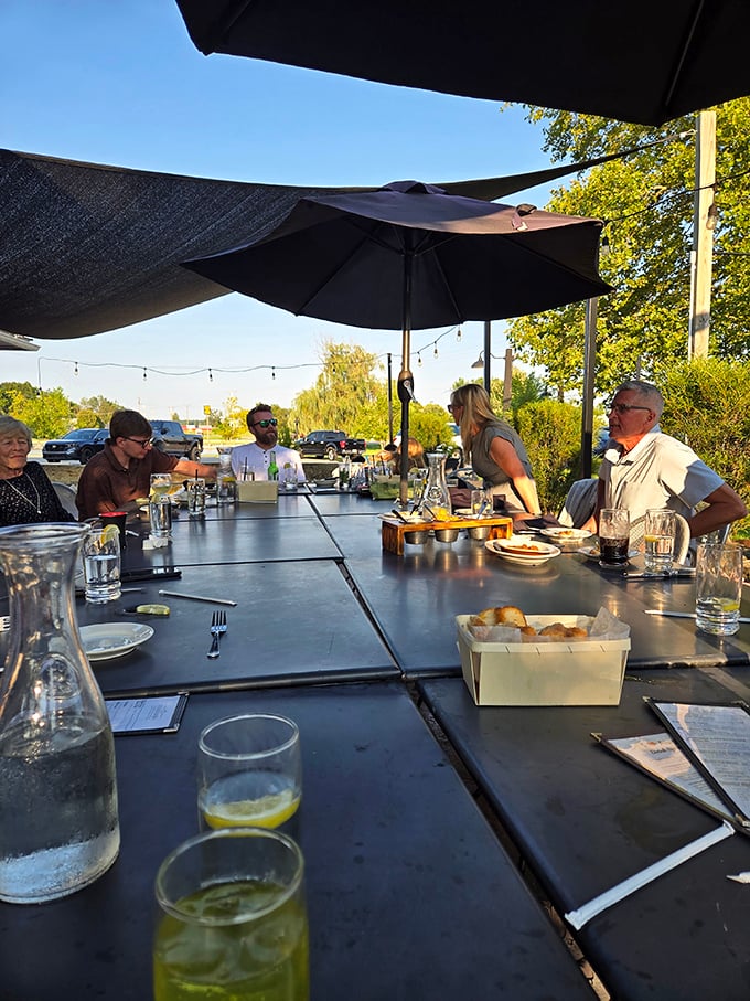 Outdoor dining where the Ohio sunset provides the perfect lighting for both your meal and your inevitable food photos.