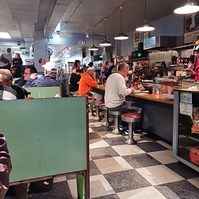 Counter seating—where breakfast becomes theater and regulars exchange knowing nods as rookies experience their first DeLuca's revelation.
