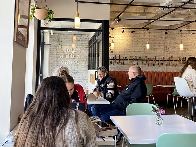 The café's interior speaks volumes with its "café with a cause" ethos – a place where good food and good works share the same table.