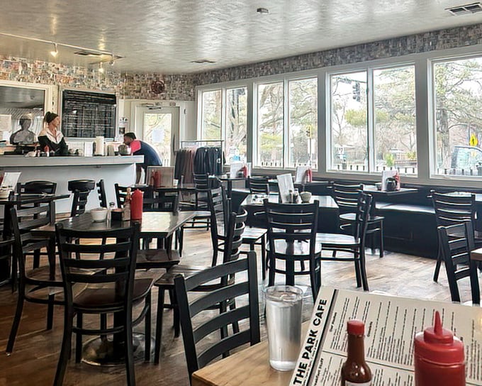 The dining room feels like your favorite aunt's kitchen – if your aunt had windows overlooking Liberty Park and could cook better than yours.