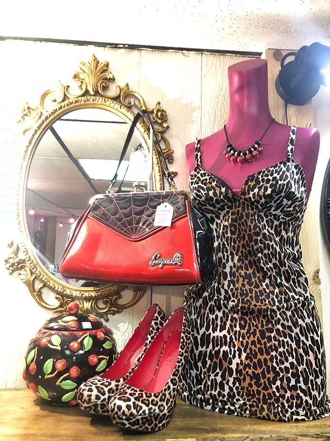 This leopard-print slip dress and spiderweb purse combo screams "I could be going to a fancy dinner or summoning spirits—or both!" Versatility at its finest.