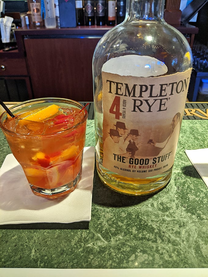 An Old Fashioned with Templeton Rye—proof that civilization has its priorities straight. This isn't a drink; it's liquid history with better ice.