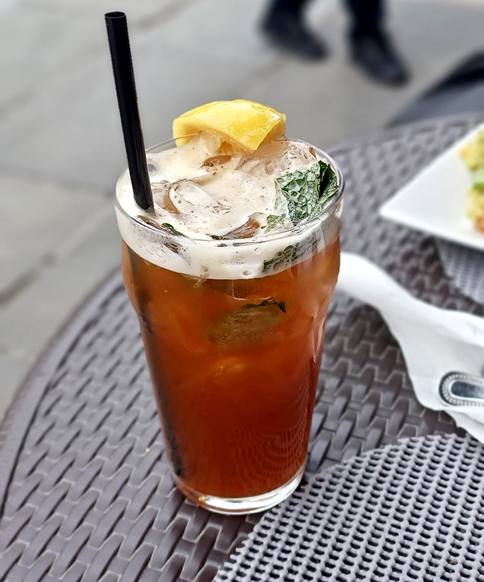 Even the cocktails here get the special treatment – notice that perfect garnish and refreshing presentation.