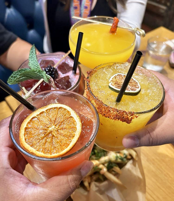 Cocktails that don't just quench thirst – they start conversations. That rim of spice is saying, "Good morning, your taste buds needed this wake-up call."