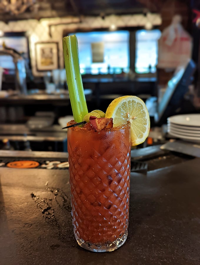 Their Bloody Mary doesn't just come with a celery stalk – it arrives with enough garnish to count as a small appetizer.