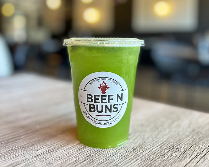 Even their drinks get the star treatment – this vibrant green refresher is like Florida sunshine in liquid form.