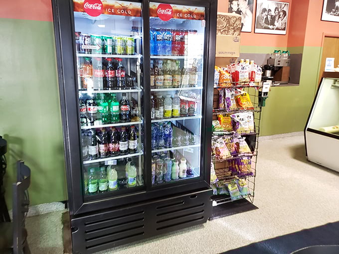 The beverage cooler stands ready like a loyal sidekick – because every great sandwich deserves an equally thoughtful liquid companion.