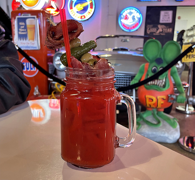 Their Bloody Mary isn't just a drink—it's a garden party in a mason jar, topped with enough garnishes to count as a light lunch.