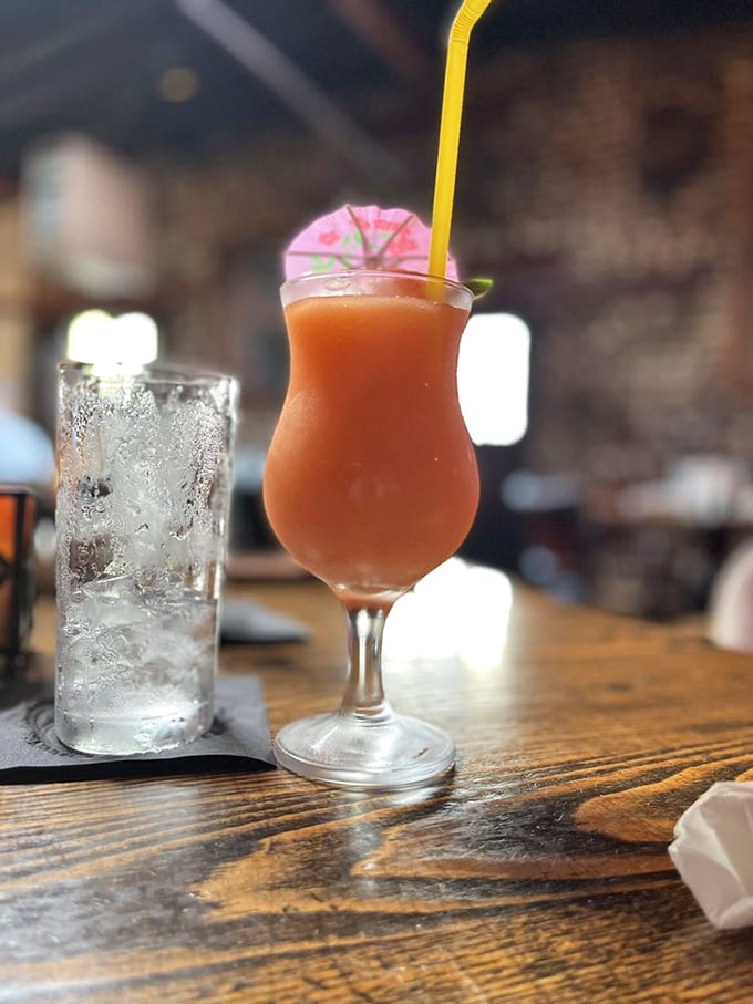 A tropical vacation in a glass – complete with tiny umbrella and the promise of momentary escape from reality with each sip.